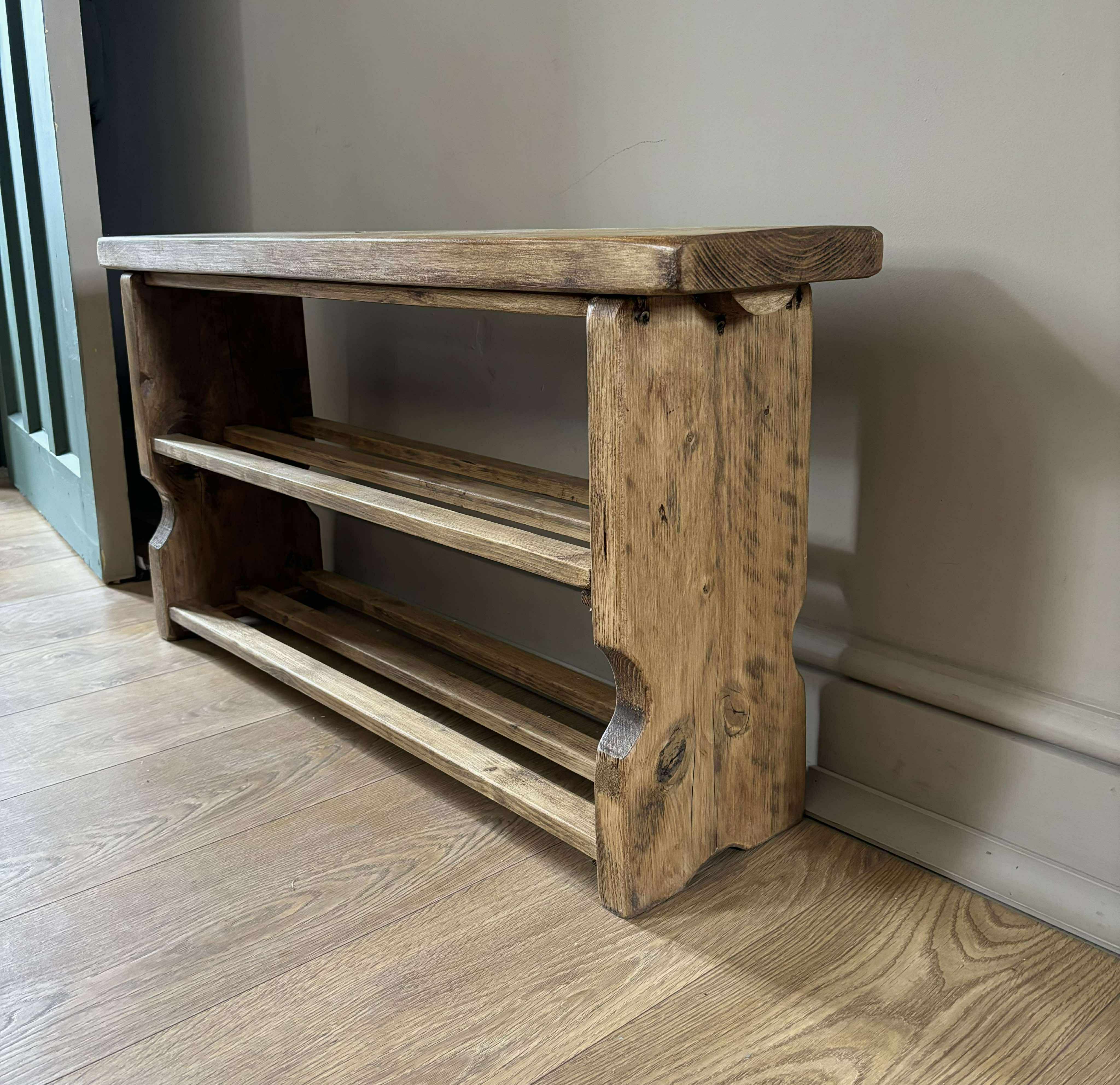 Shoe Rack Bench without Heart Carving – Quaker Furniture Ltd